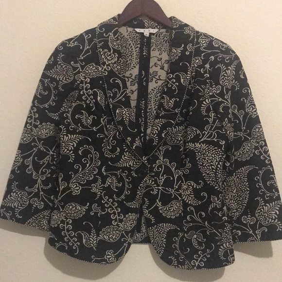 CAbi | Jackets & Coats | Cabi Eliza Baroque Tapestry Black Ivory Blazer ...